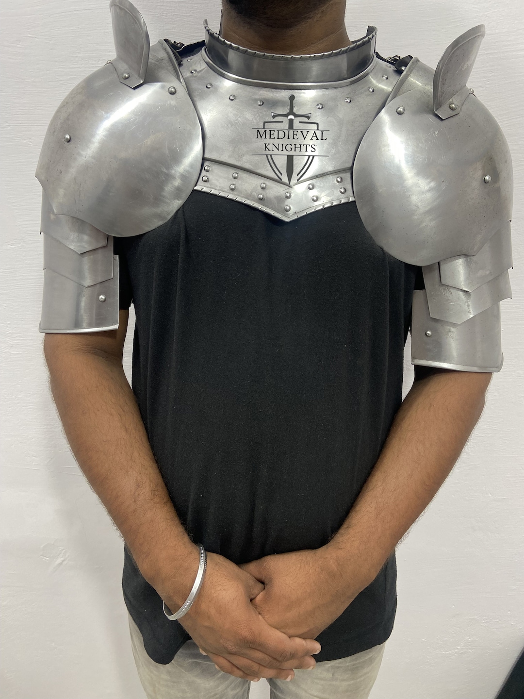 Medieval Mild Steel 20 Gauge Gorget Spaulder & Arm Shoulder Set Viking ...