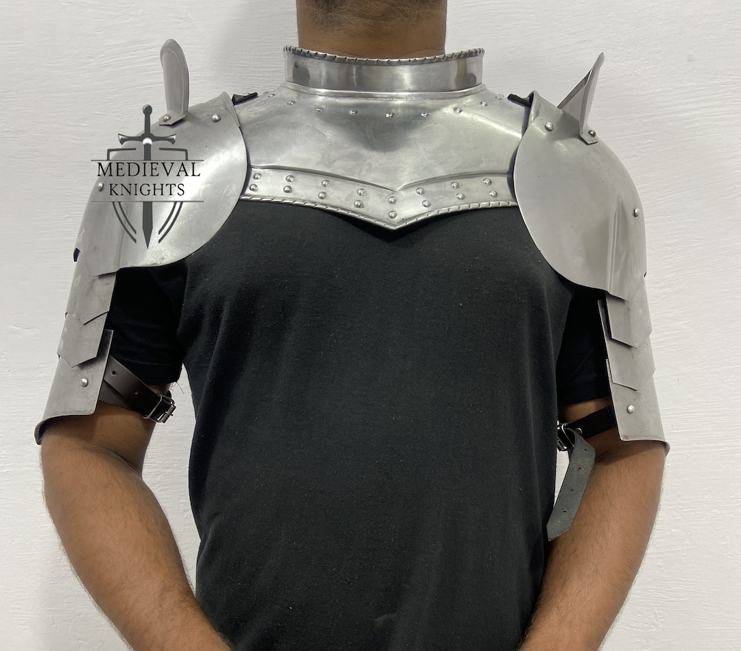 Handmade Medieval Iron Gorget Spaulder & Arm Shoulder Set Viking ...