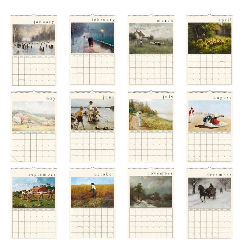 2026 Vintage Landscape Art Large Wall Calendar - Etsy