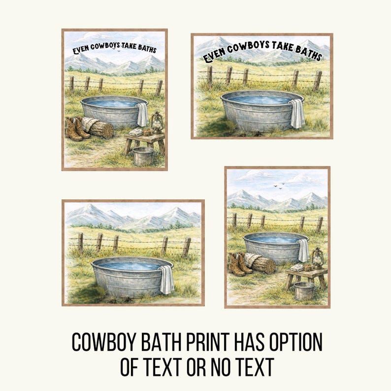 Rustic Cowboy Bathroom Prints L Outhouse and Western Bath Art Prints ...