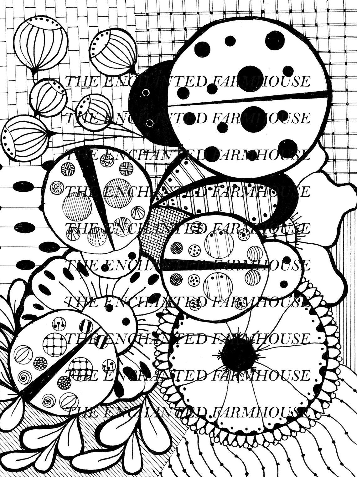 Zentangle Hand Drawn Ladybug - Etsy