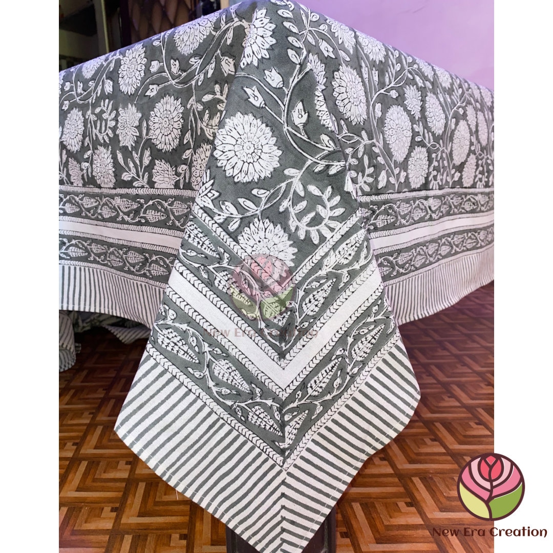 New Era Vintage Cotton Block Print Table Cover Rectangle/square/round ...