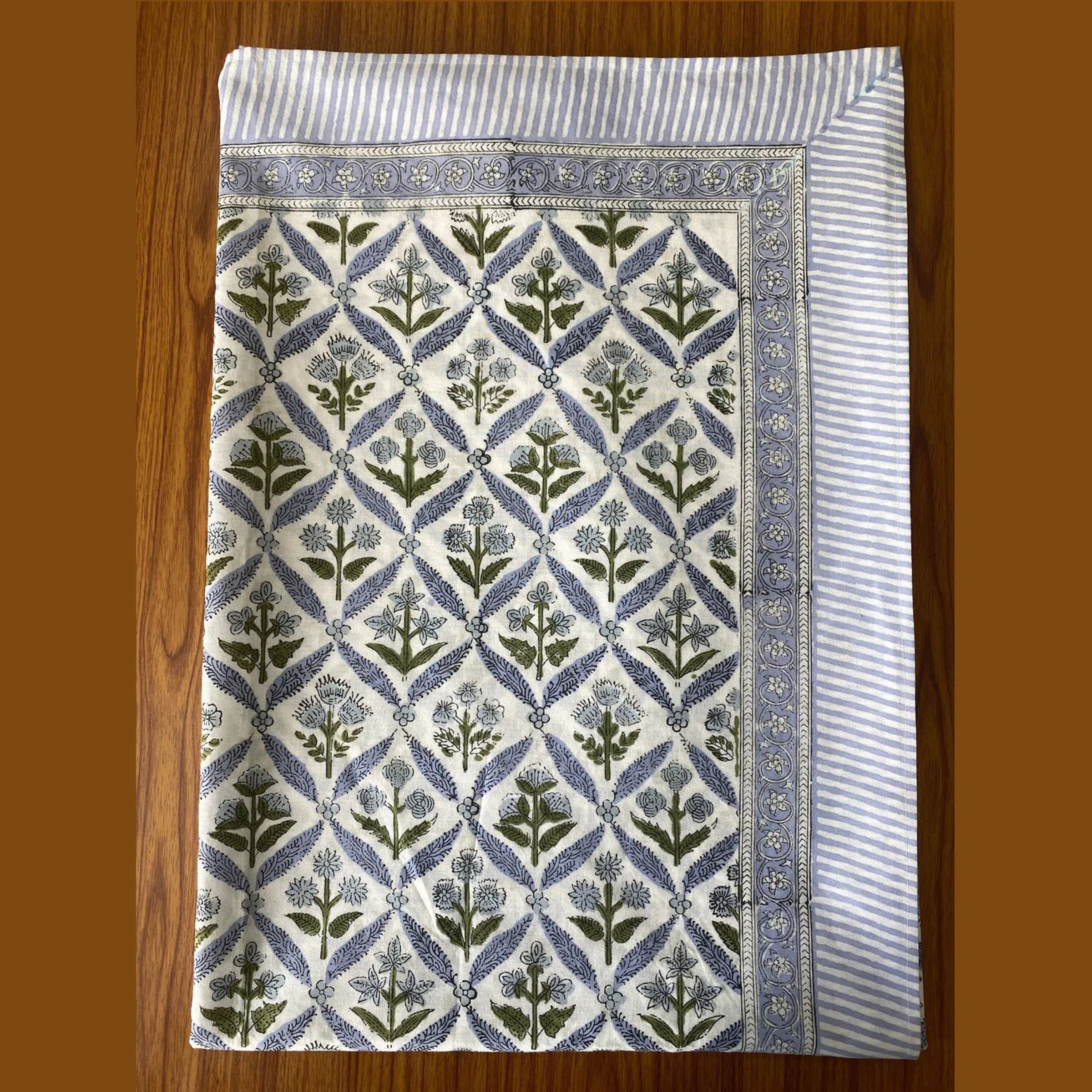 Light Steel Blue Olive Green Hand Block Printed Cotton - Etsy