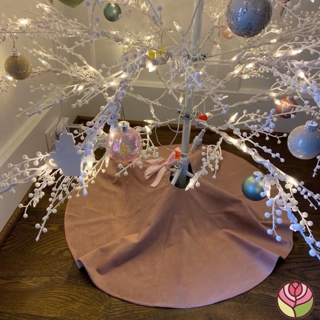 Dusty Pink Tree Skirt, Old Pink Christmas Tree Skirt, Monochrome Tree ...