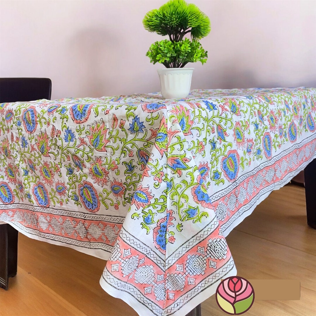 New Era Vintage Cotton Block Print Table Cover Rectangle/square/round ...