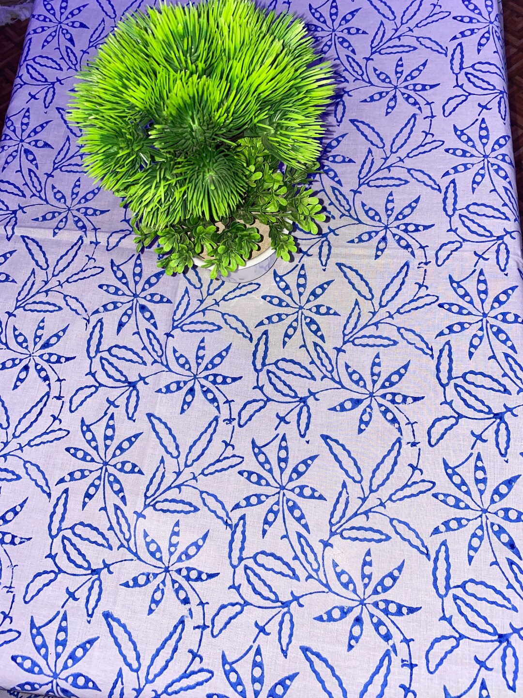 New Era Creation Blue and White, Indian Floral Hand Block Printed 100% ...