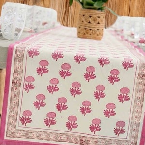 Dark Pink & Baby Pink Indian Hand Block Floral Printed Cotton Cloth ...