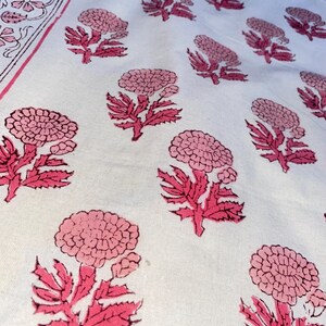 Dark Pink & Baby Pink Indian Hand Block Floral Printed Cotton Cloth ...