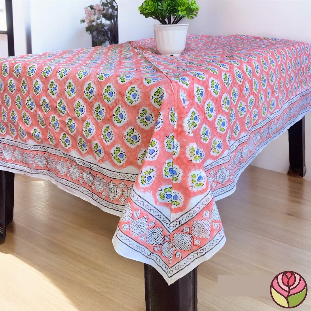 New Era Vintage Cotton Block Print Table Cover Rectangle/square/round ...
