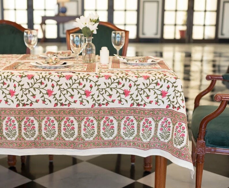 New Era Vintage Cotton Block Print Table Cover Rectangle/square/round ...