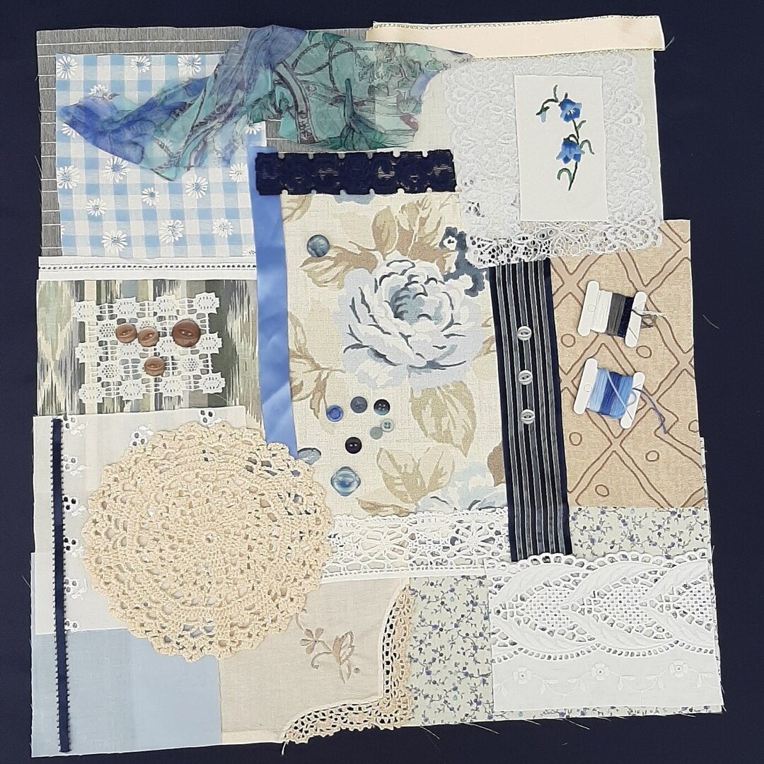 Slow Stitch Bundle of Vintage Fabrics Ribbons Lace Buttons - Etsy