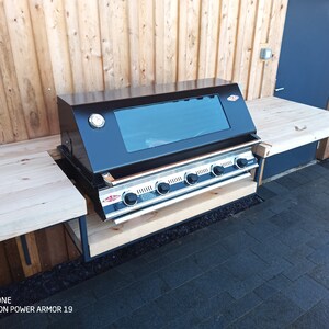 Outdoor Kitchen, BBQ Table, Contemporary, Solid Wood, Steel Frame ...