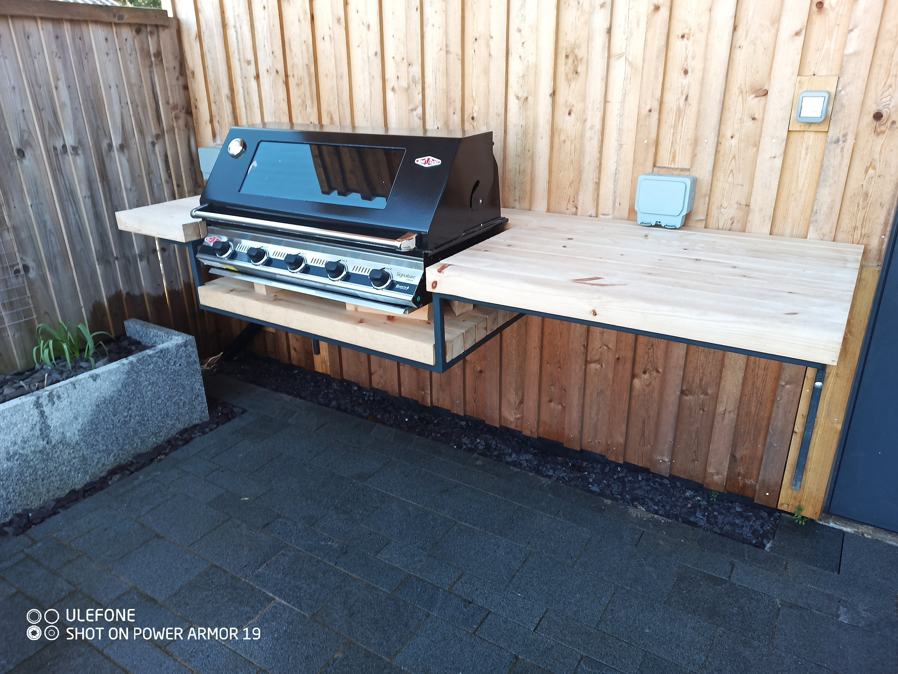 Outdoor Kitchen, BBQ Table, Contemporary, Solid Wood, Steel Frame ...