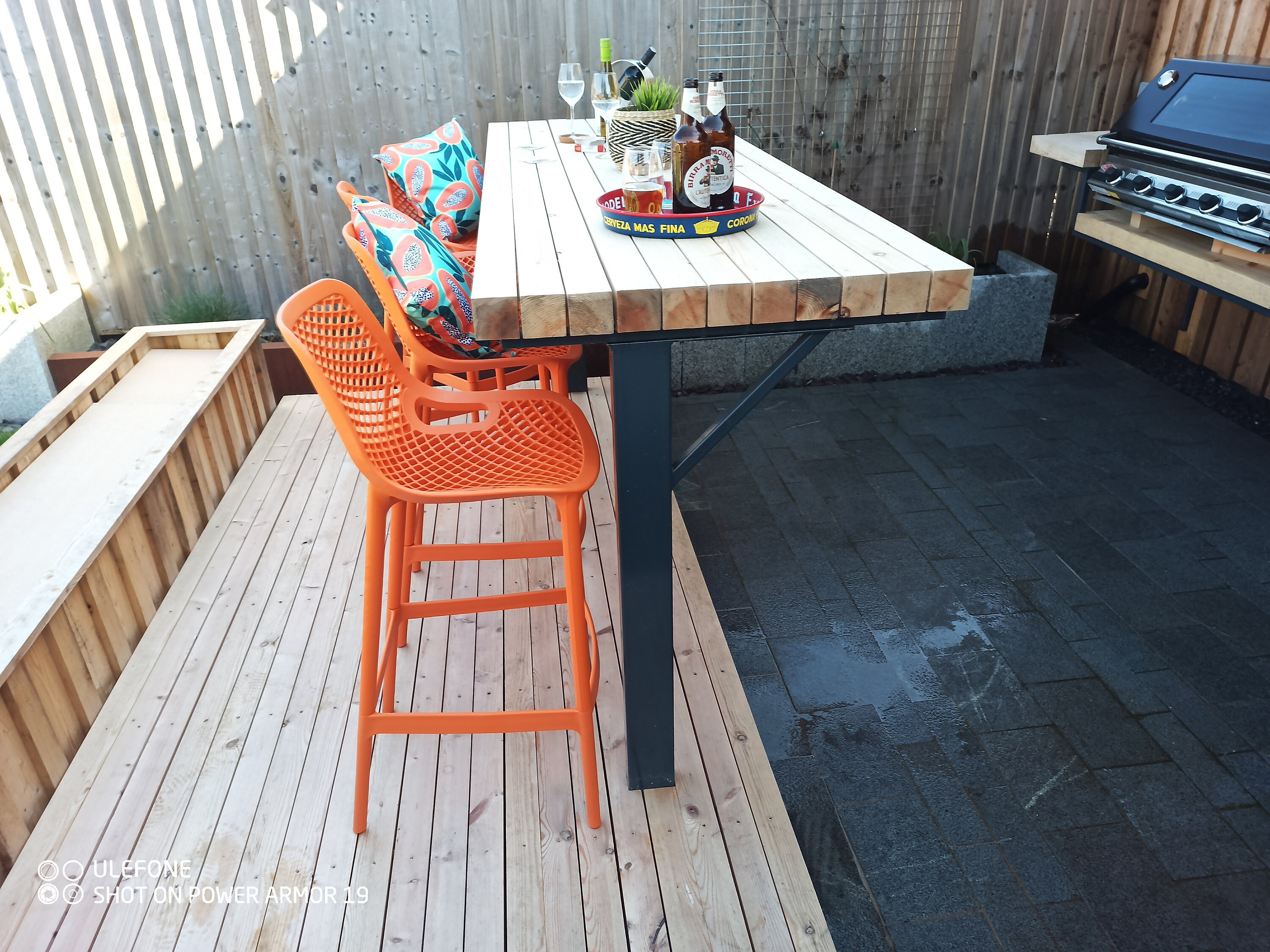 Outdoor Bar, High Table, Solid Wood, Steel Frame, Block Timber - Etsy UK