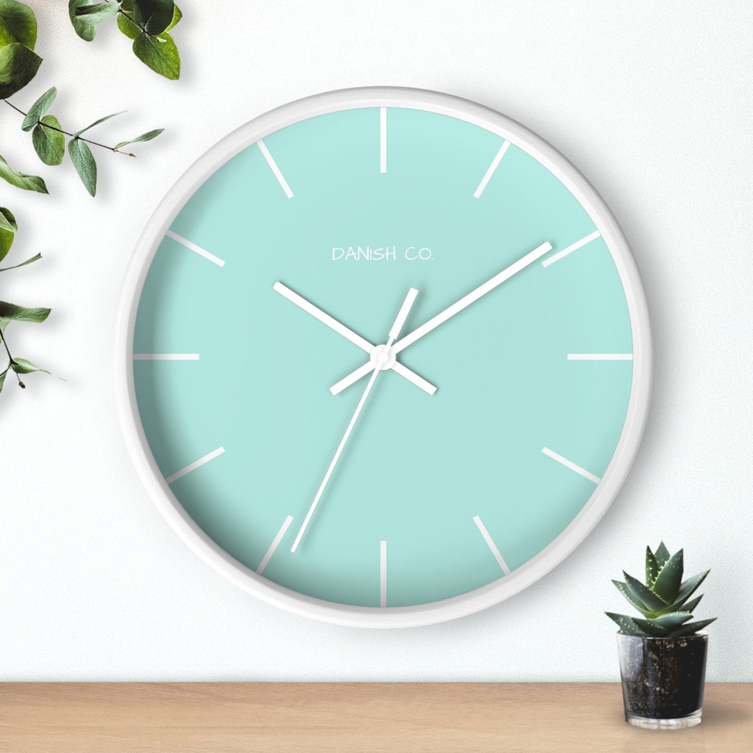 Danish Pastel Greenish Cyan Wall Clock Denmark Pastel Decor, Minimalist ...