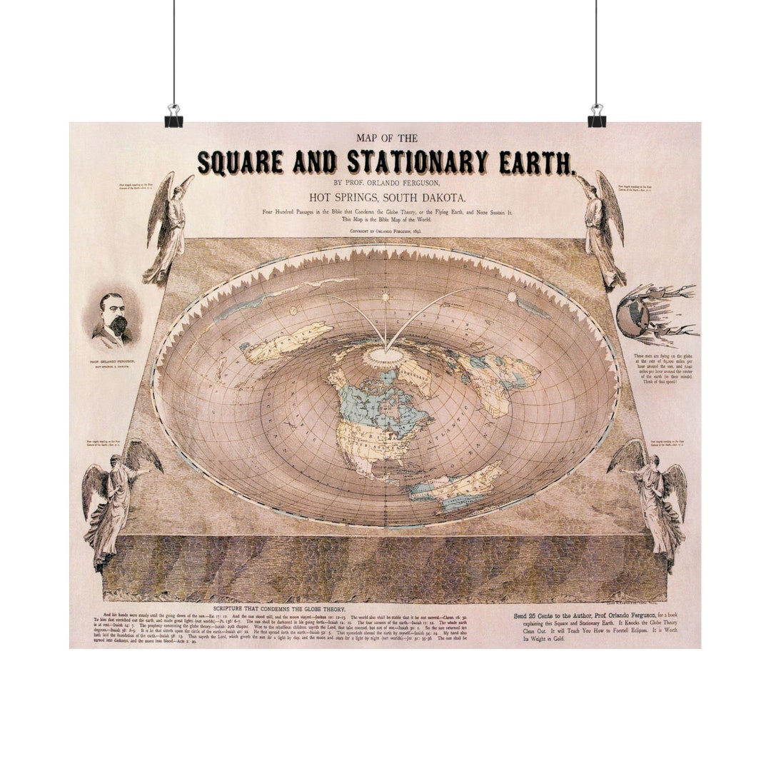 Map of the Square and Stationary Earth POSTER Orlando Ferguson Matte ...