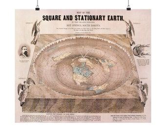 Orlando Ferguson Square and Stationary Flat Earth Map Poster, Old Map ...