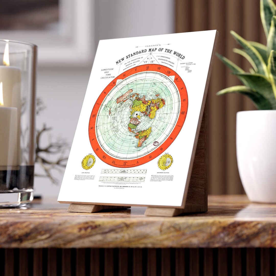 Gleason's New Standard Map of the World CERAMIC TILE Vintage Map Art ...