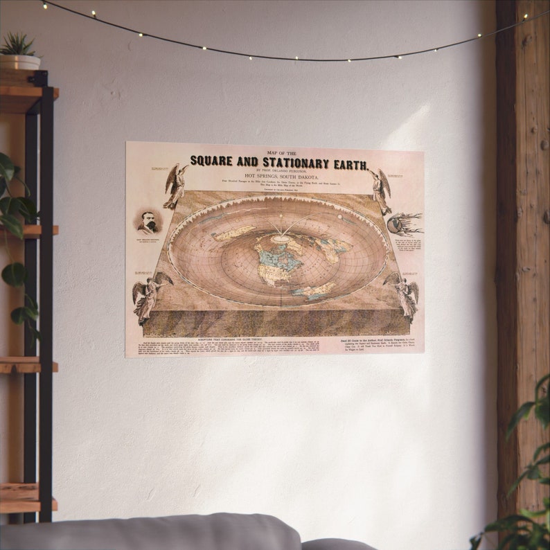 Map of the Square and Stationary Earth POSTER Orlando Ferguson Matte ...
