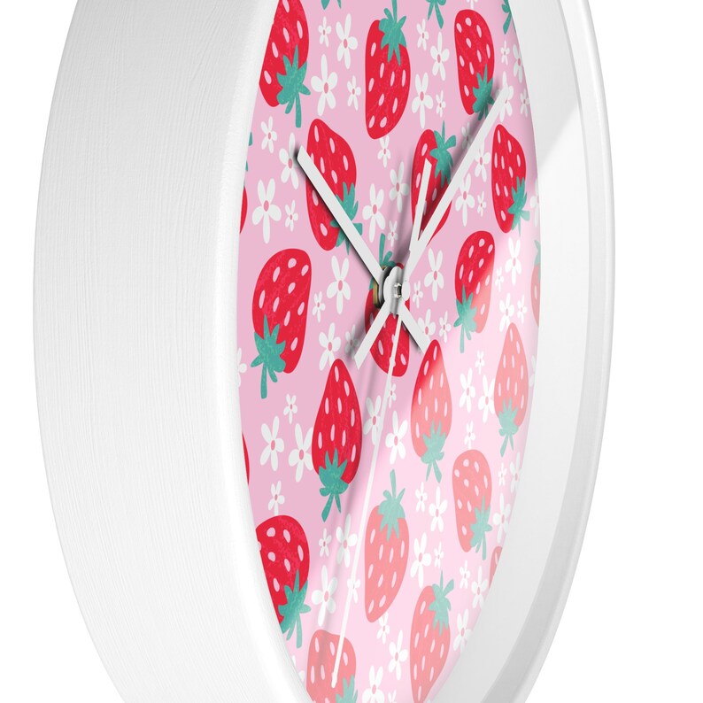Summer Strawberries Wall Clock Pink Coquette Room Decor, Girly Bedroom ...