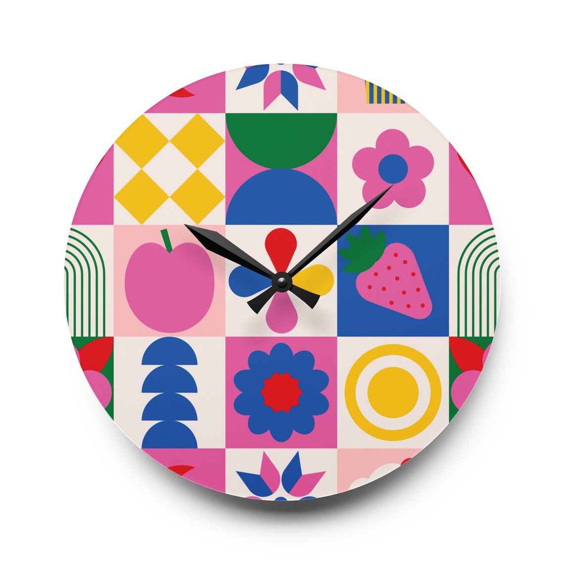 Bauhaus Wall Clock Maximalism Wall Art, Abstract Art Acrylic Wall Clock ...