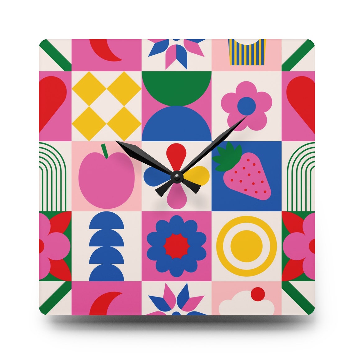 Bauhaus Wall Clock Maximalism Wall Art, Abstract Art Acrylic Wall Clock ...