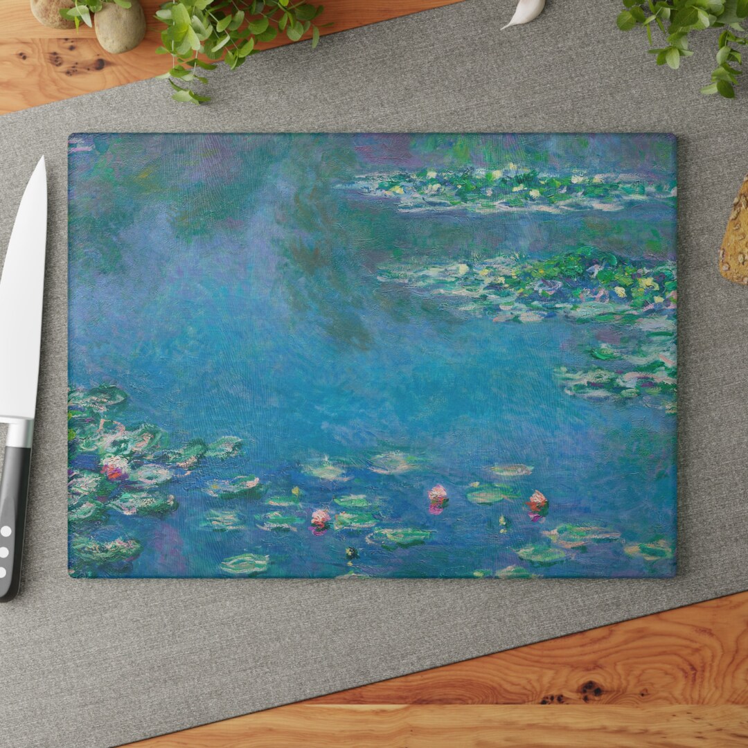 Monet Water Lillies Art Print Glass Cutting Board; Claude Monet Art ...