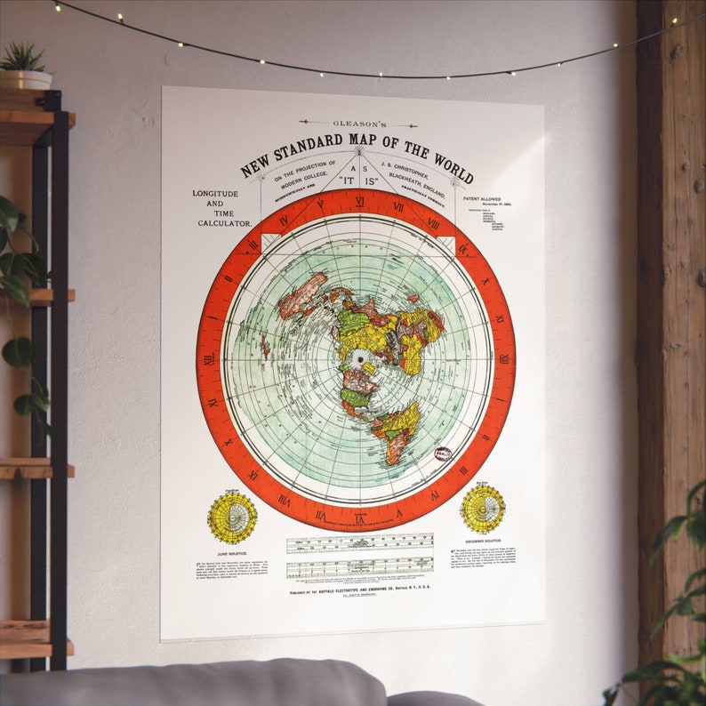 Gleason's New Standard Map of the World Matte POSTER Early World Map ...