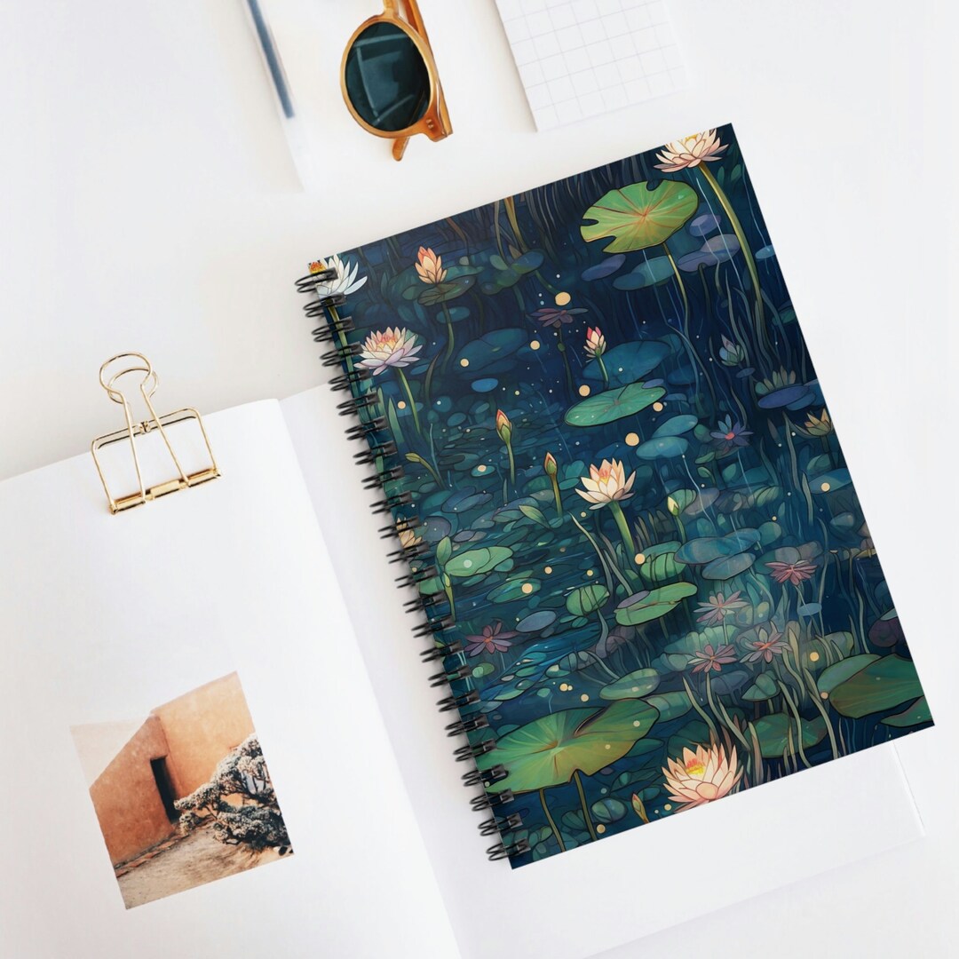 Japanese Lily Pond Art Japanese Koi Pond Art Gift Japanese Art Notebook ...