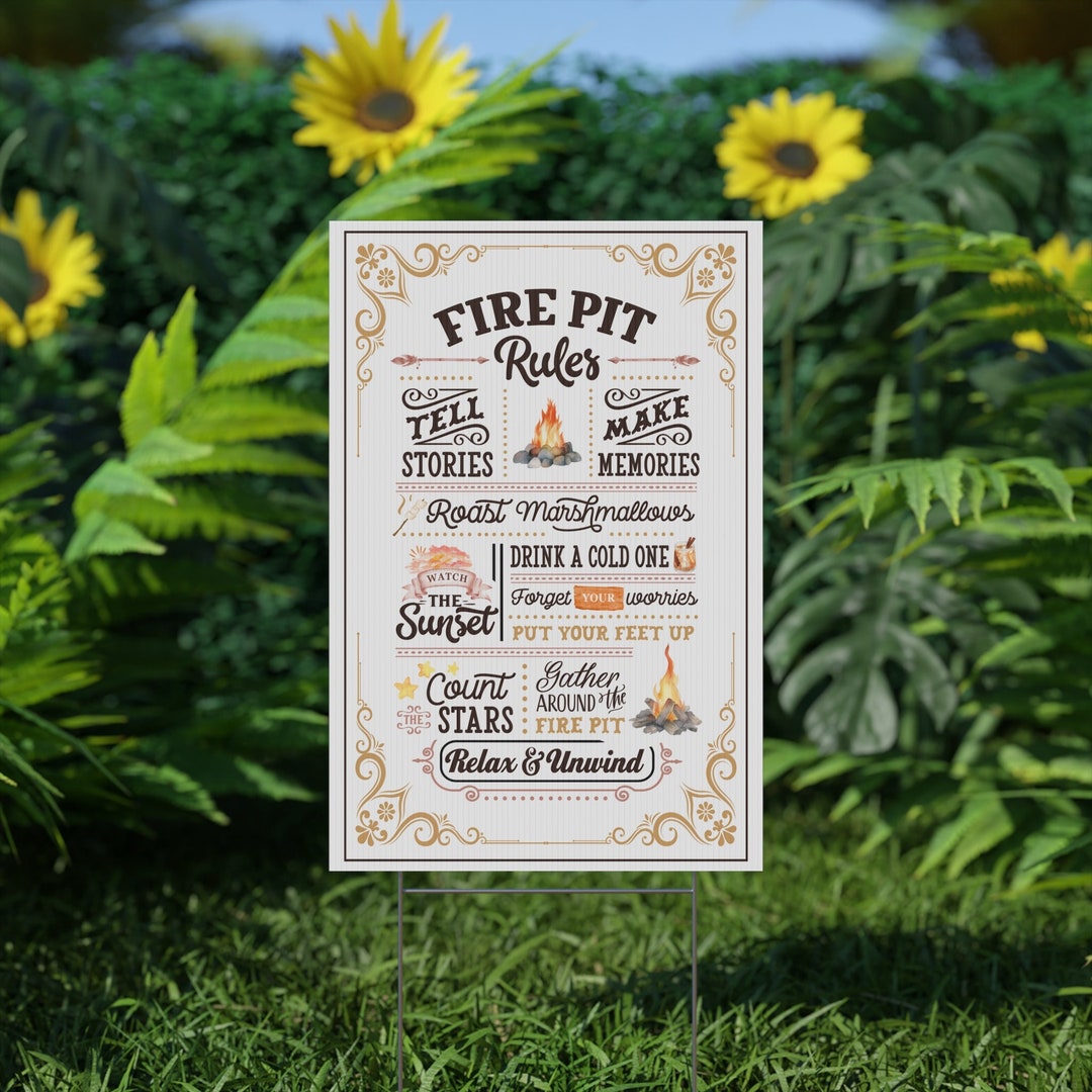 Fire Pit Rules Plastic YARD SIGN Perfect for Girls' Weekends, Vacation ...
