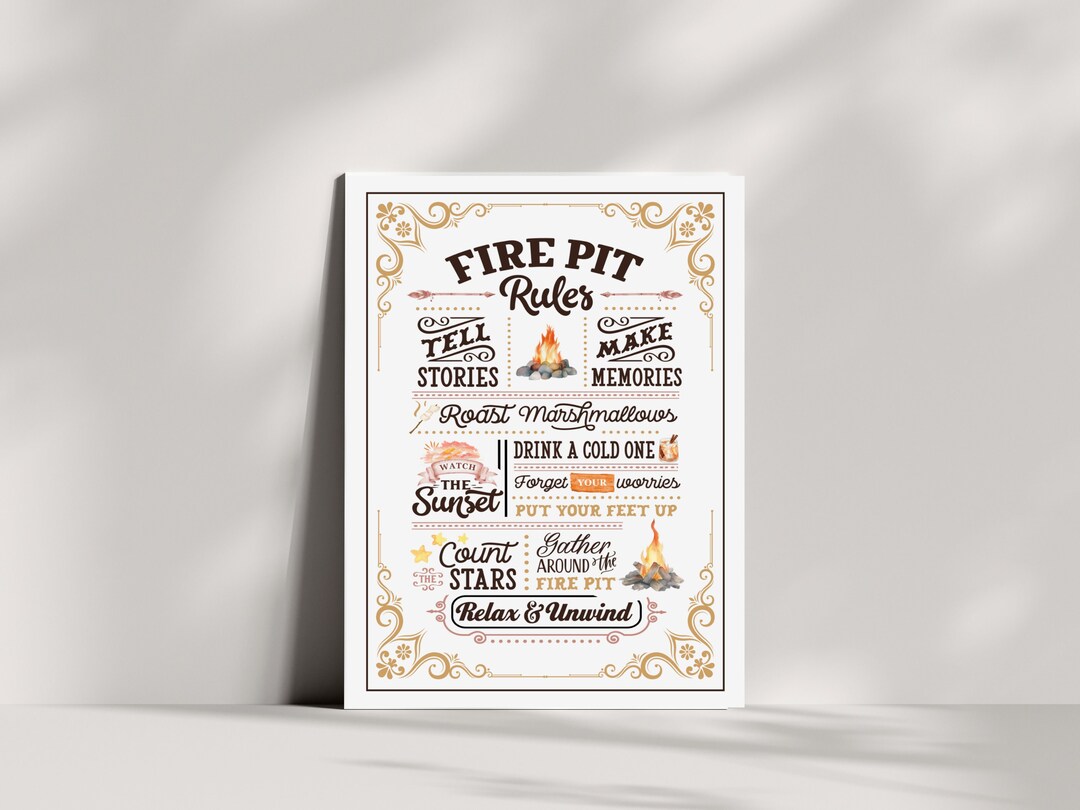 Fire Pit Rules Matte Vertical POSTER Perfect for Girls' Weekends ...