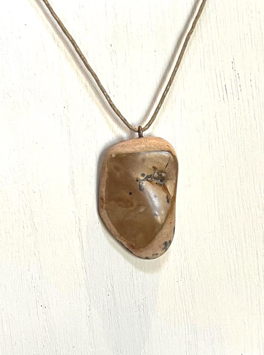 Handmade Natural Stone Necklace Brown and Tan Chert Pendant - Etsy