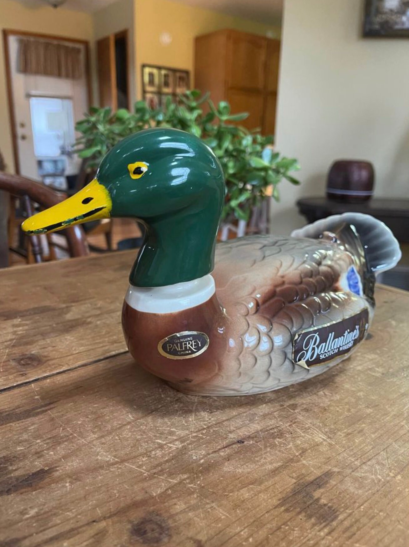 Vintage Palfrey Ceramic Duck Decanter empty Ballantine's Scotch Whisky ...