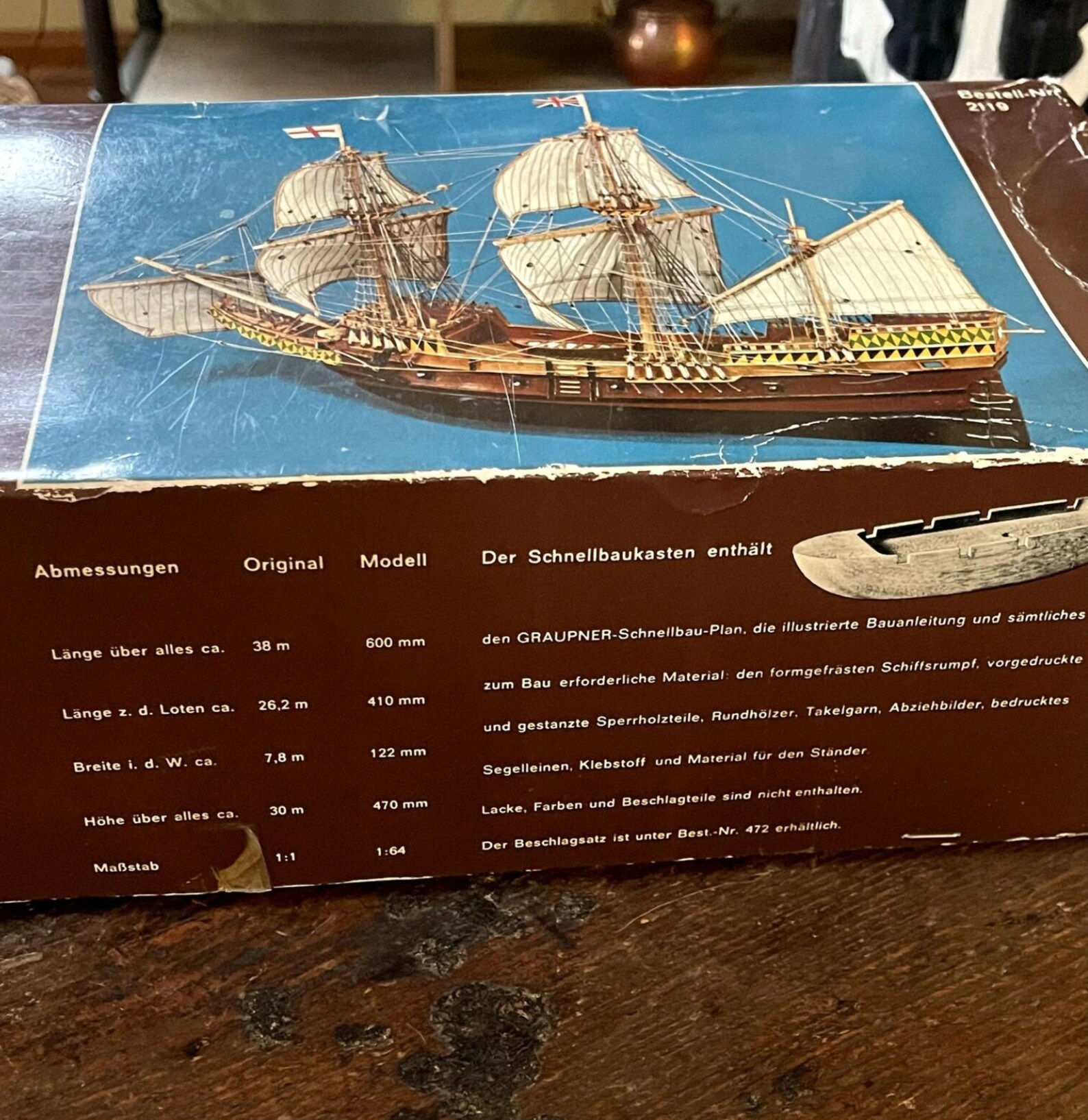 Vintage Graupner Wooden Mayflower Ship Model No. 2119 With Neat History ...