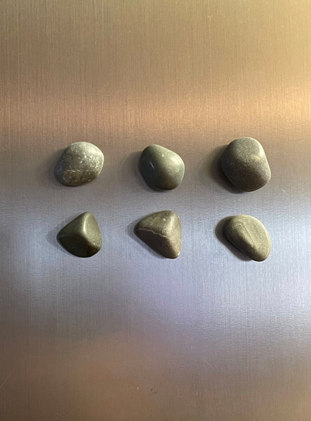 Handmade Natural Stone Refrigerator Magnets Set of 6 Green River Rocks ...