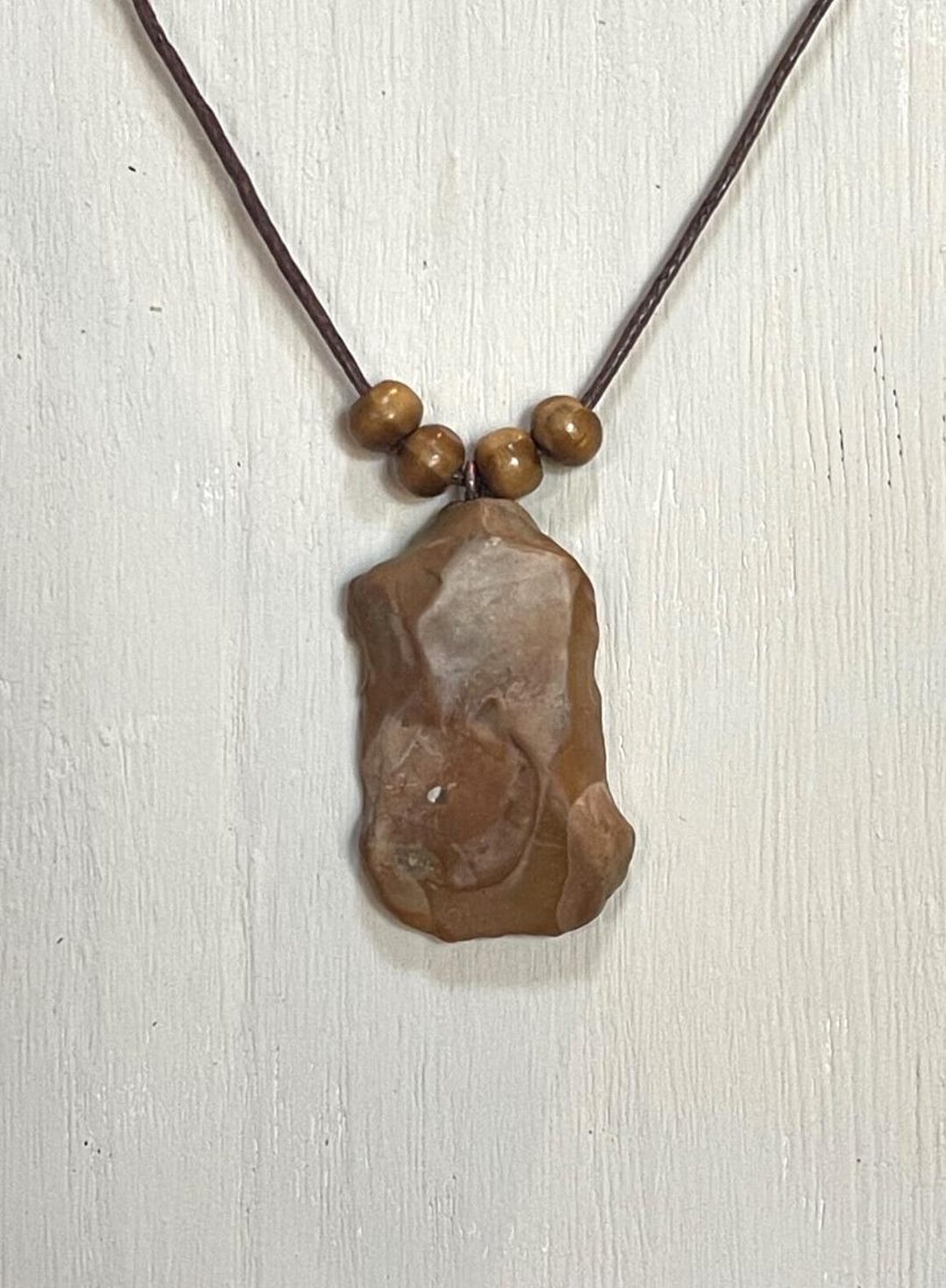 Handmade Natural Stone Necklace - Rough Brown Flint Pendant - Etsy