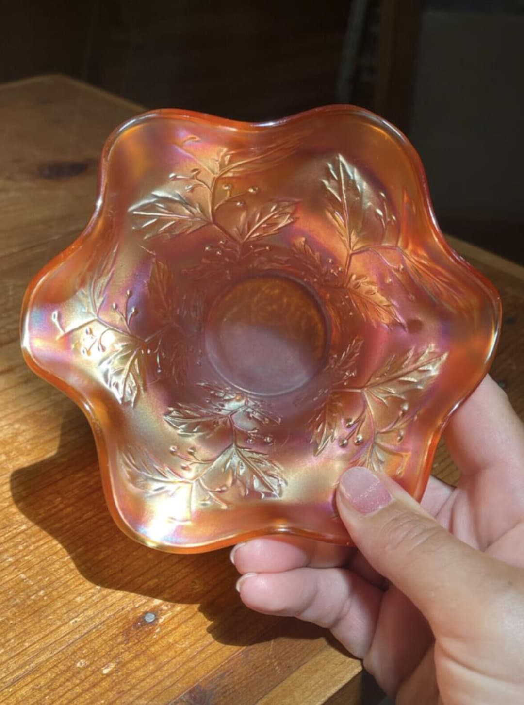 Vintage Orange Carnival Depression Glass Design Highly Iridescent ...