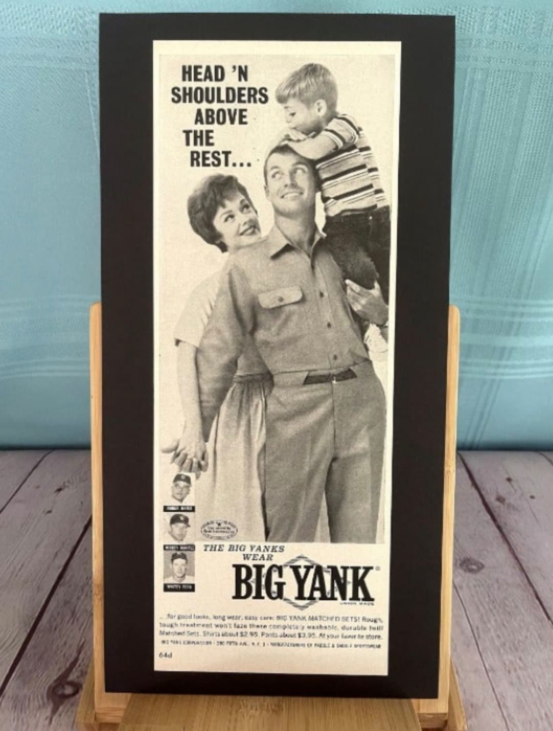 Vintage 1960's 'big Yank' Pants Advertisement Featuring the Yankees - Etsy