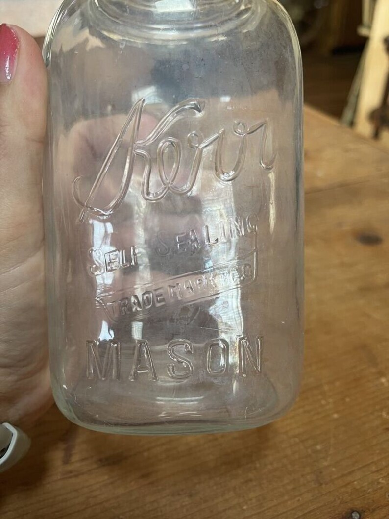 Vintage Kerr Clear Mason Jar Quart - Etsy