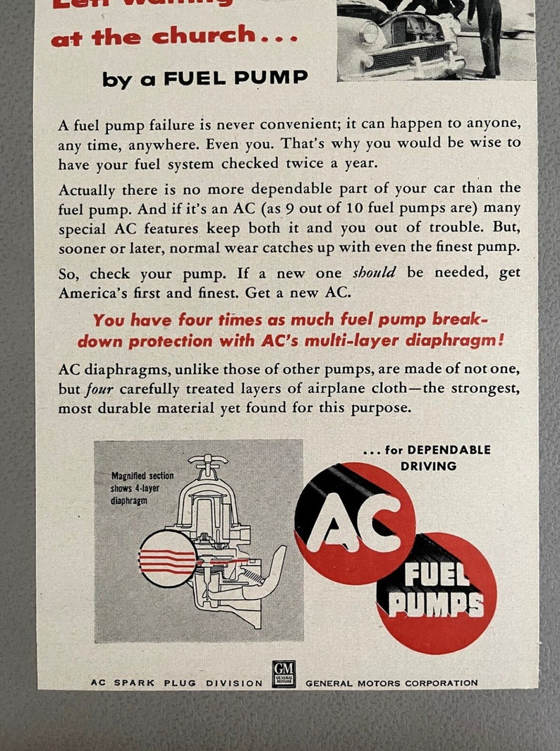 1950's AC Fuel Pumps Advertisement From Look Magazine - Etsy
