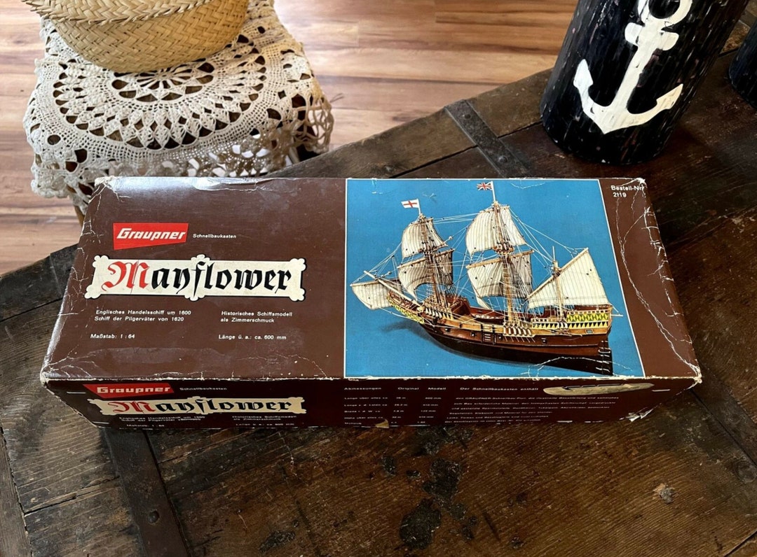Vintage Graupner Wooden Mayflower Ship Model No. 2119 With Neat History ...