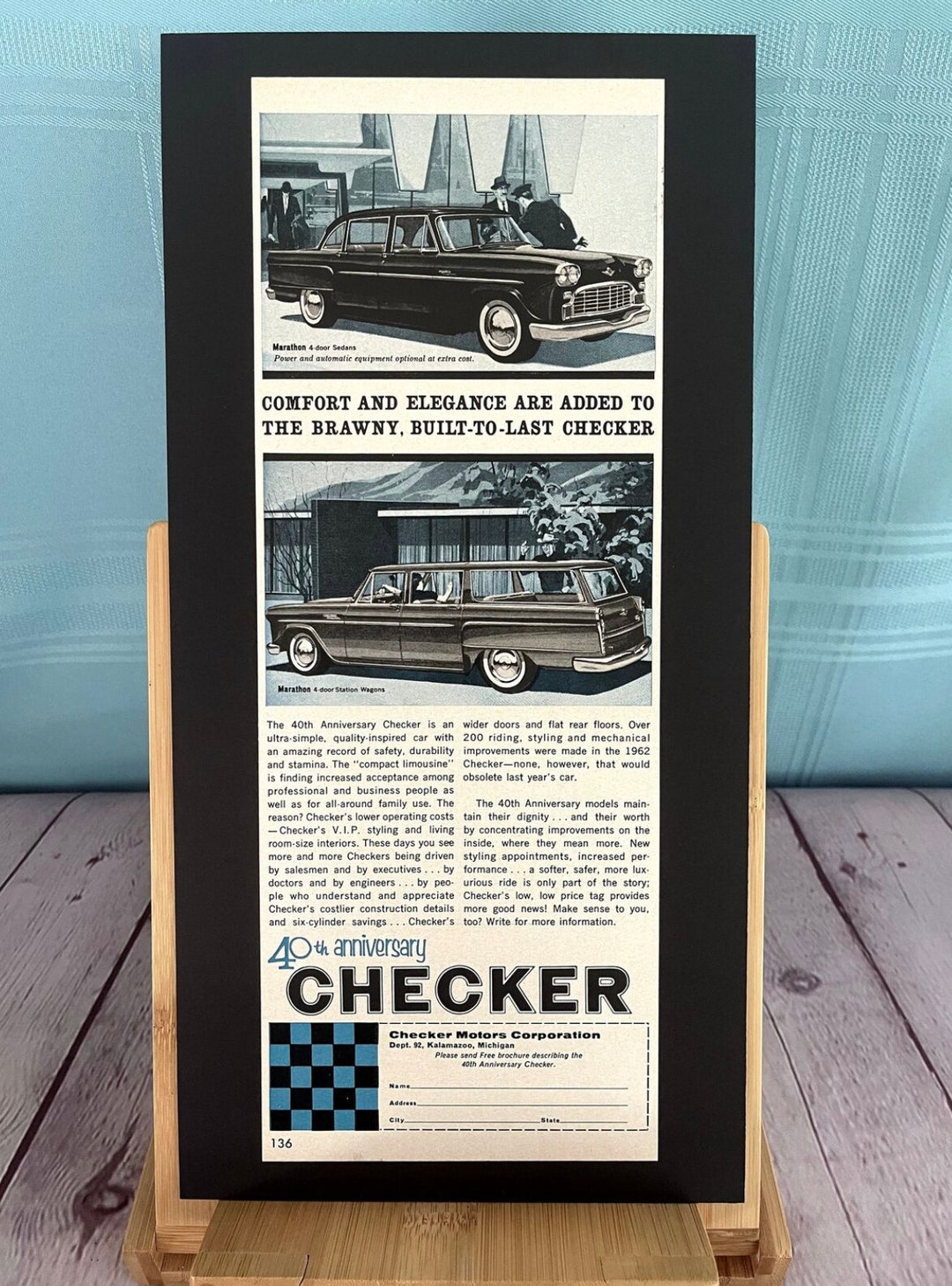Vintage 1960's Checker Car Advertisement From Look Magazine Issue May ...