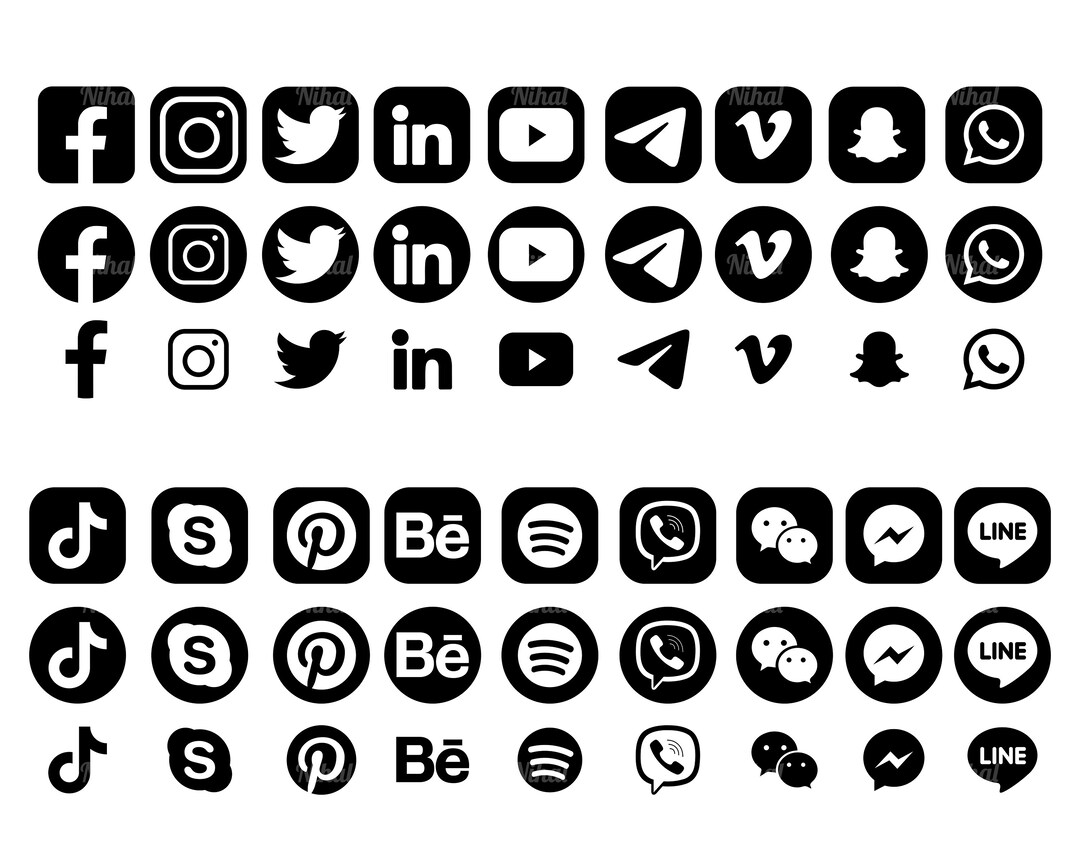 Social Media Icons Svg Social Media Logo Png Social Media - Etsy Australia