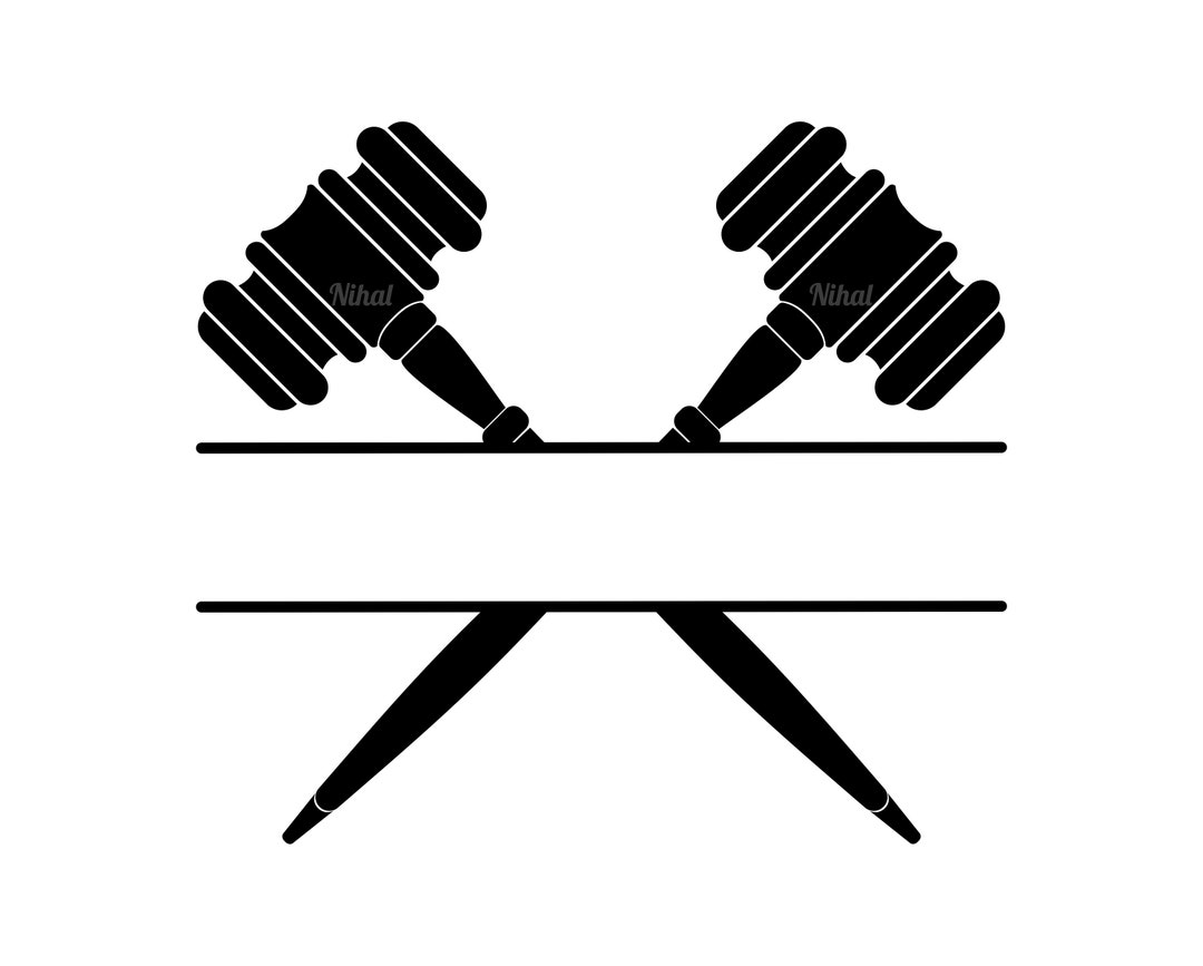 Crossed Gavel Monogram Svg| Hammer Name Frame Cricut Fie | Judges Gavel ...
