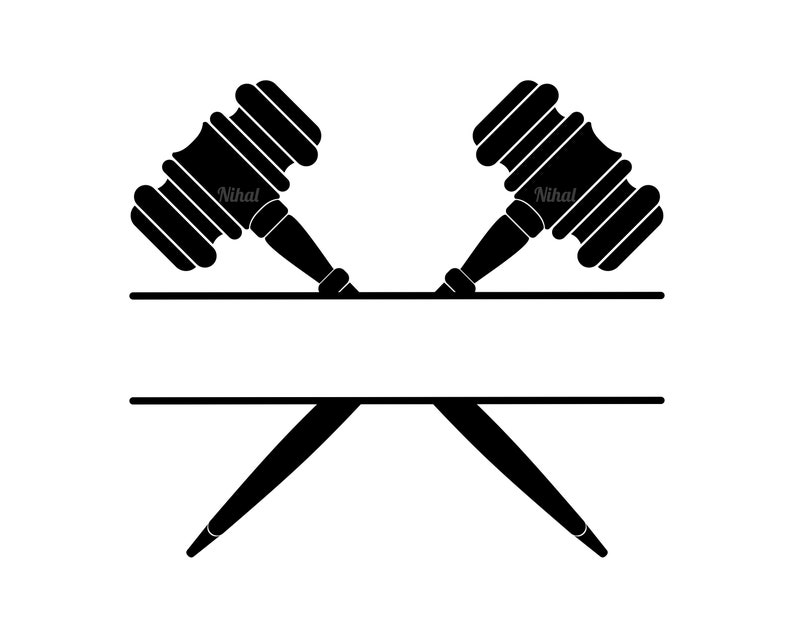 Crossed Gavel Monogram Svg| Hammer Name Frame Cricut Fie | Judges Gavel ...