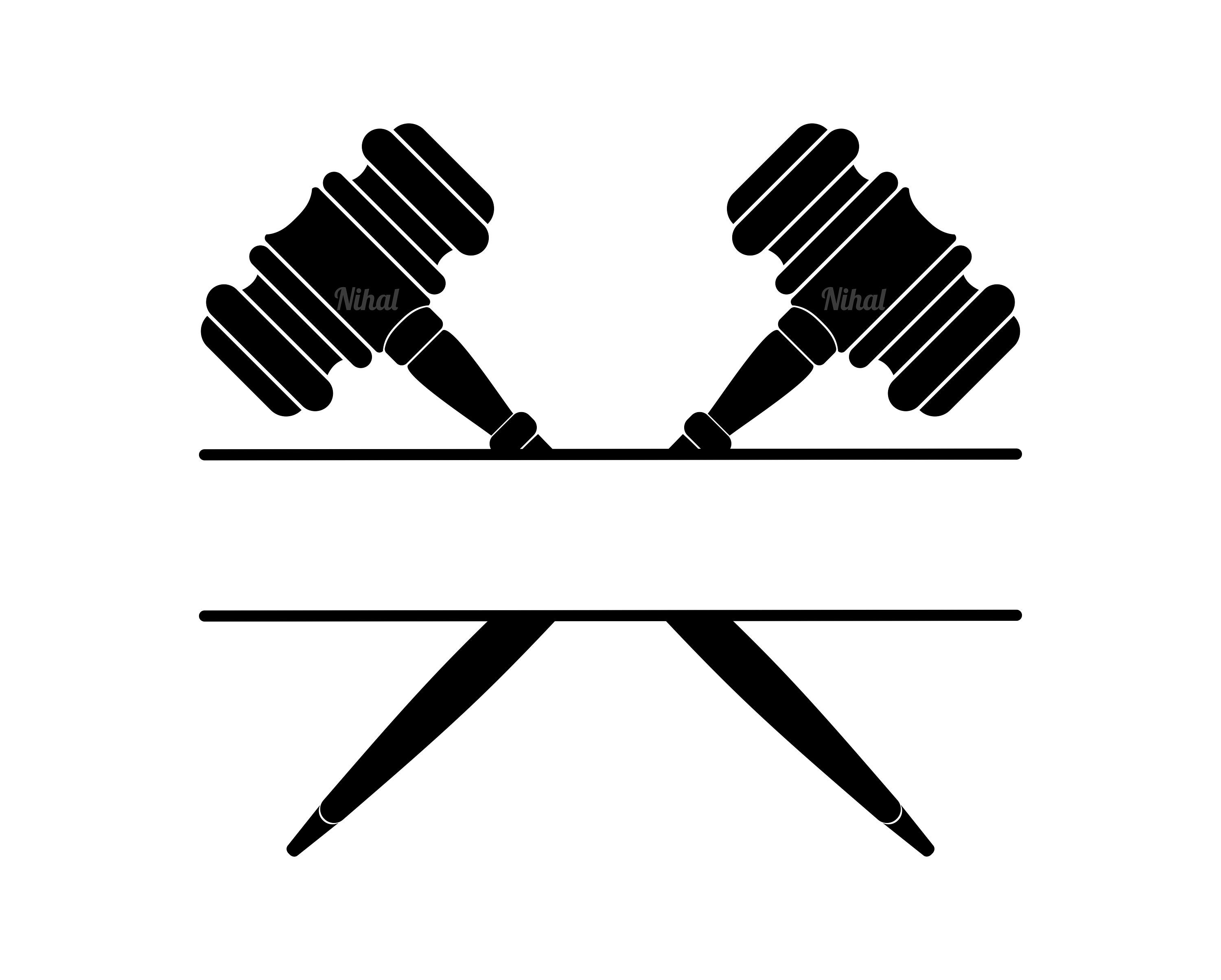 Crossed Gavel Monogram Svg| Hammer Name Frame Cricut Fie | Judges Gavel ...