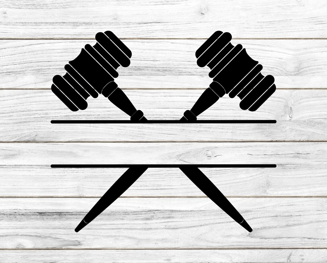 Crossed Gavel Monogram Svg| Hammer Name Frame Cricut Fie | Judges Gavel ...