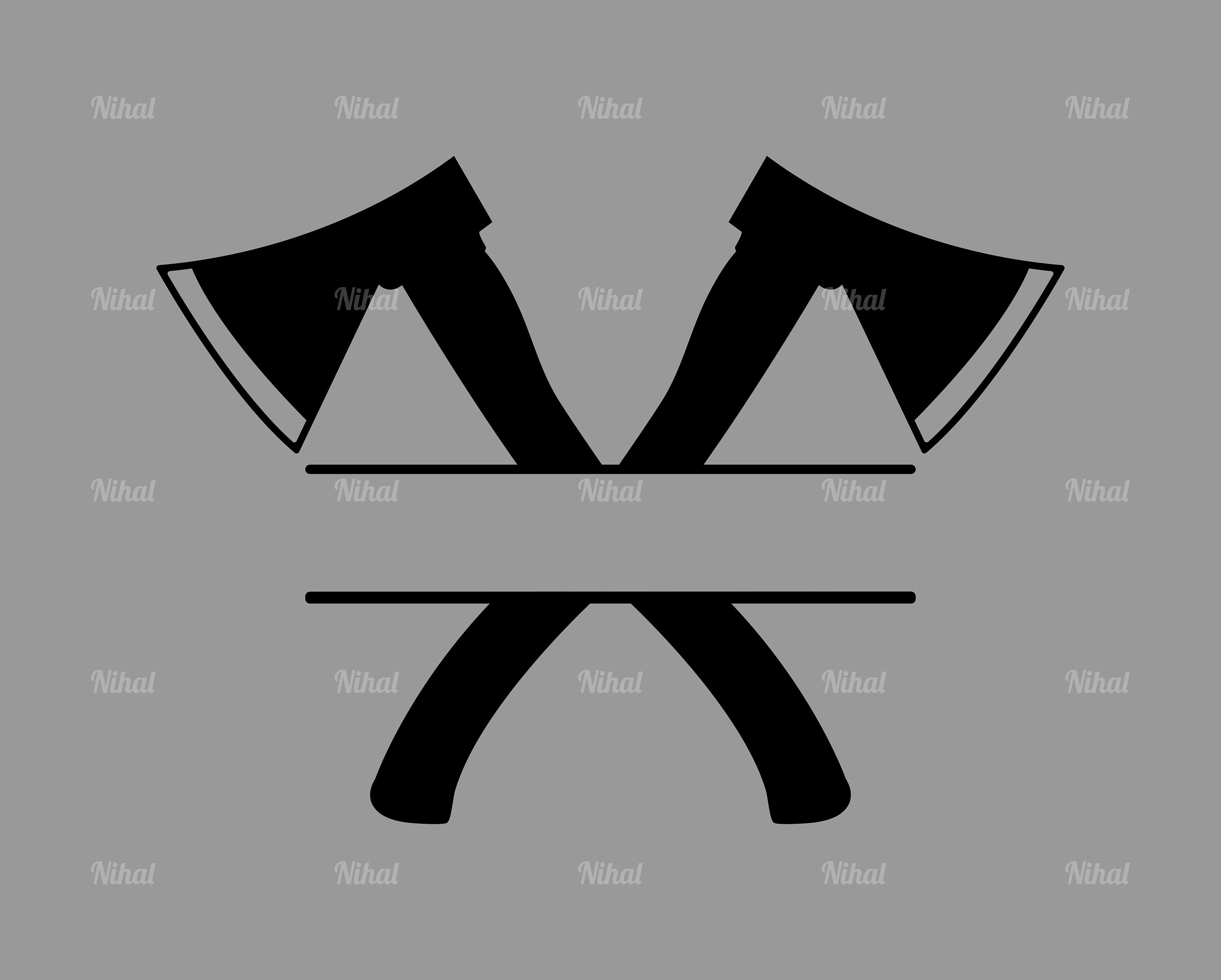 Crossed Axes Split Name Frame Svg, Png, Cricut Cut File, Silhouette ...