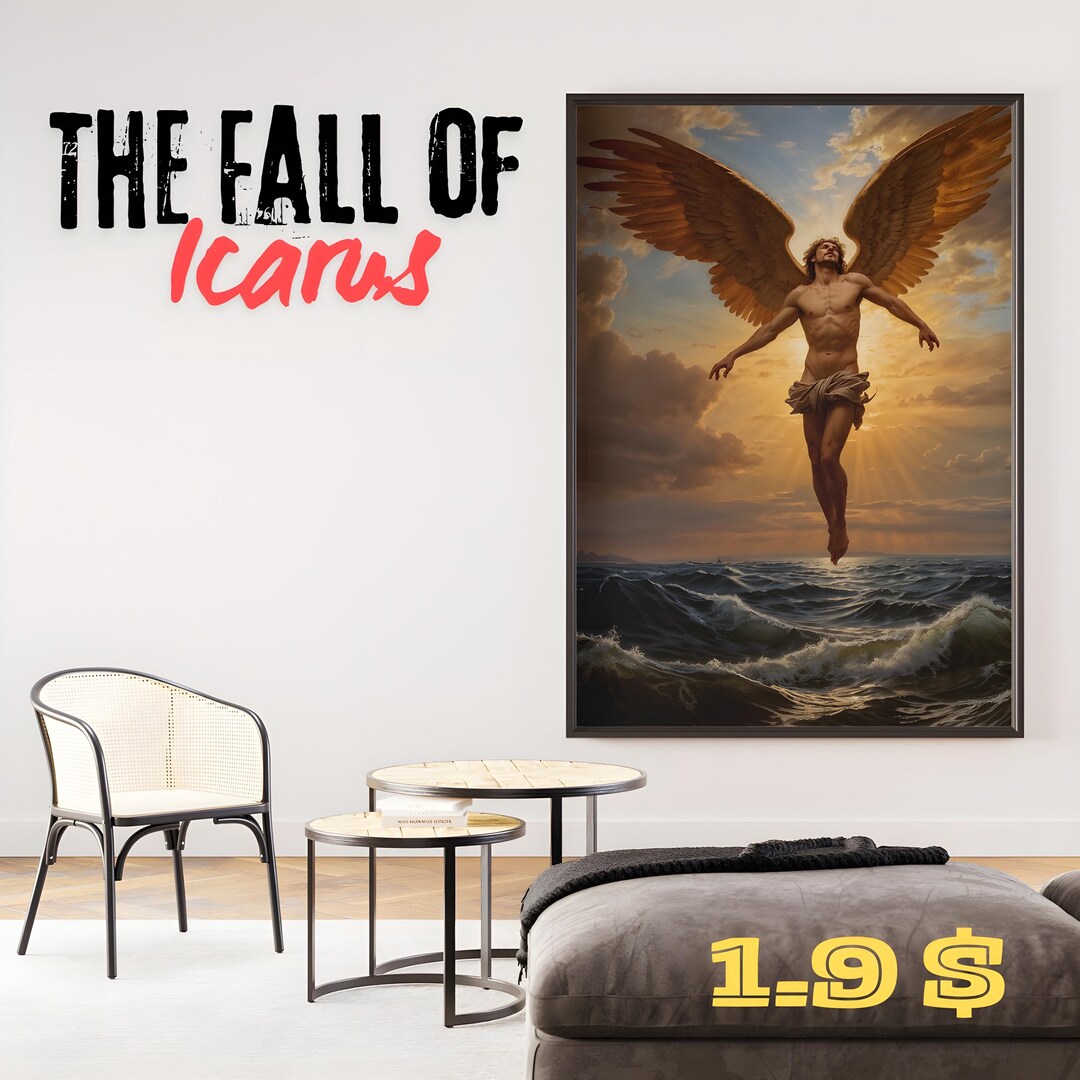 The Fall of Icarus,fantasy Digital Art Print, Wall Art, Home Decor ...