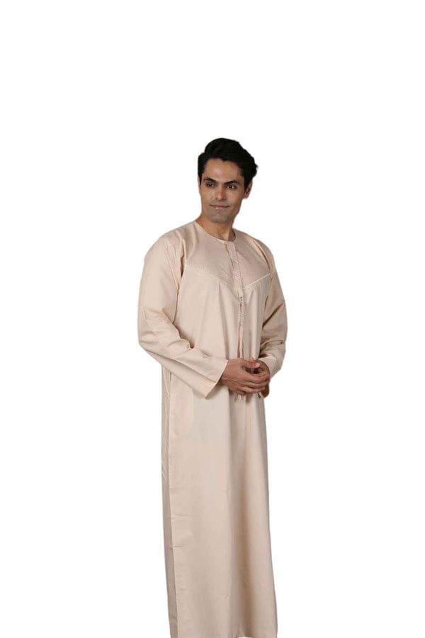 Emirati Mens Omani Thobe, Full Sleeves Beige Men's Beige Thobe Qatar ...
